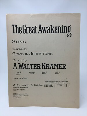 SHEET MUSIC The Great Awakening Gordon Johnstone, A. Walter Kramer ...