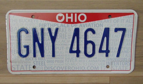 2013 OHIO passenger license plate GNY 4647 | eBay