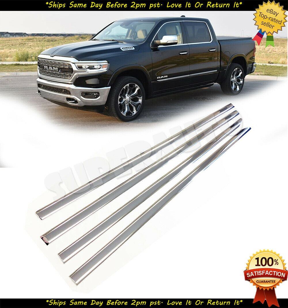 FOR 2019-2023 RAM 1500 CREW CAB ONLY CHROME DOOR WINDOW+LOWER MOLDINGS ...