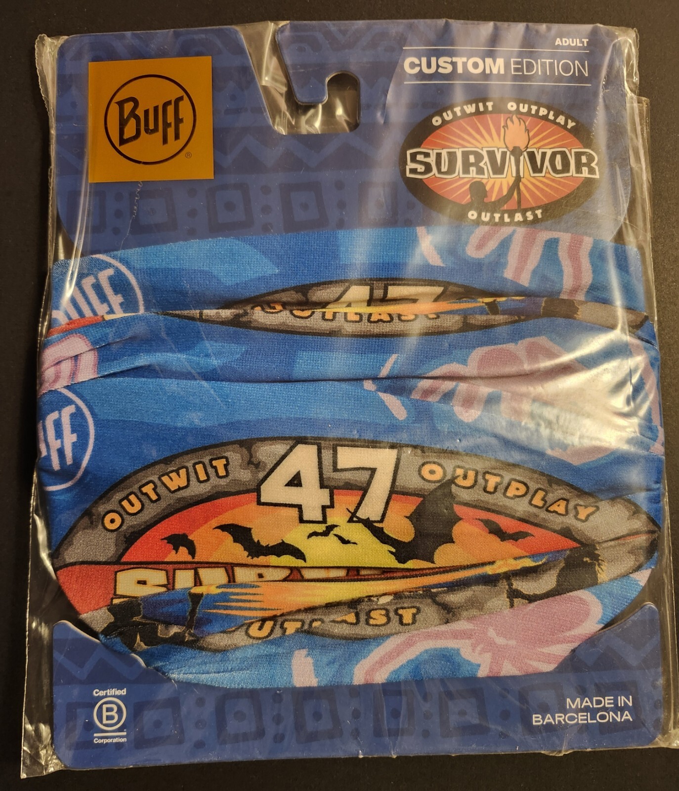 Survivor 47 Tuku Tribe Blue Buff-On Card Never Worn-Factory Sealed-Jeff ...