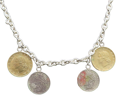 925 Sterling Silver Vintage Two Tone Coin Rolo Chain Necklace NE3867 | eBay