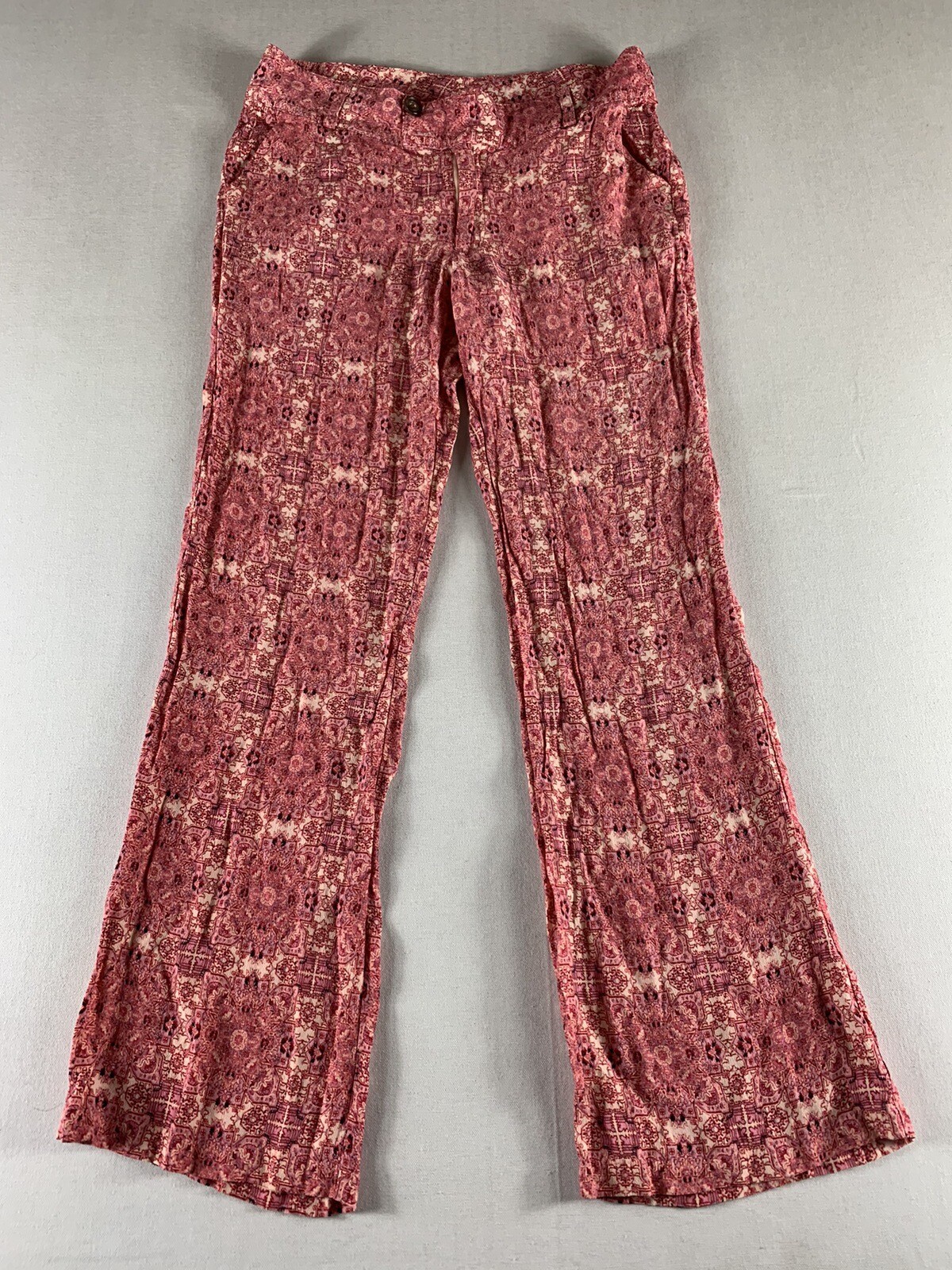 FOR LOVE AND LEMONS PANTS WOMEN XS PAISLEY RED (FLAT LAY 30X28 RAYON ...