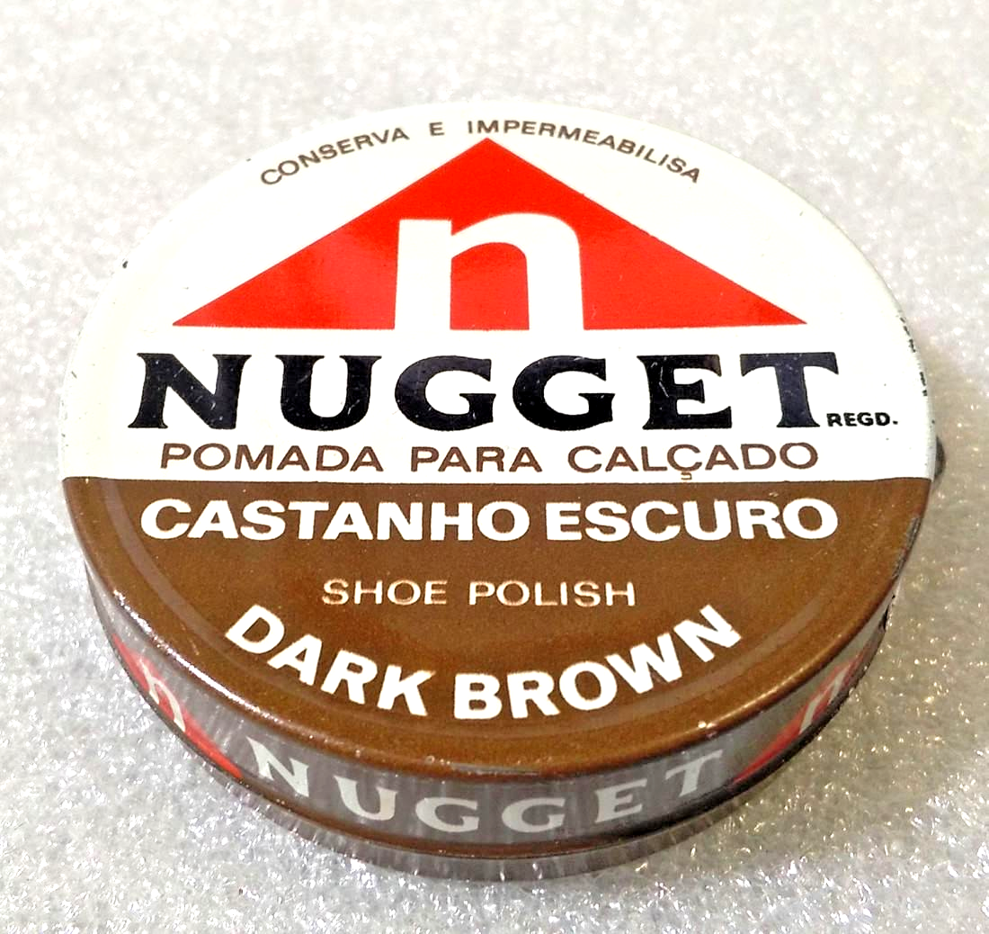 NUGGET BROWN Vintage Grease Shoe Polish Cirage Tin Can Full Portugal 80 ...