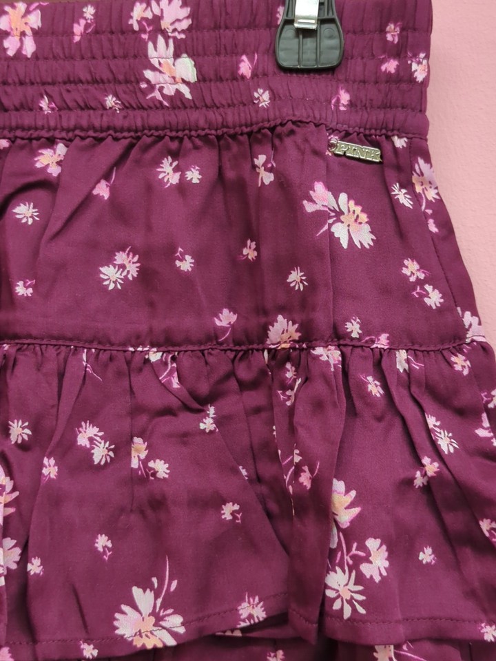 Victoria Secret Pink Summer Fling Satin Ruffle Skirt XS Wild Rose ...