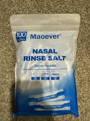 100 Saline Packets, Neti Pot Salt Packets, Individually Wrapped Saline ...