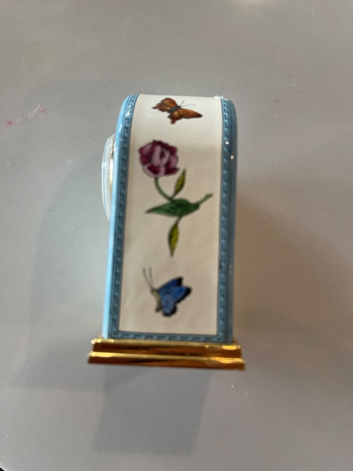 HALCYON DAYS BILSTON & BATTERSEA ENAMEL ARCHED TABLE CLOCK MINT | eBay