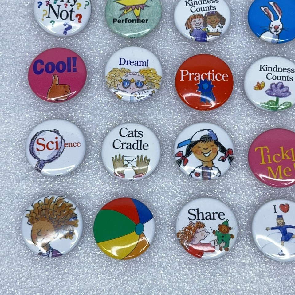 Vintage American Girl Grin Pins, Lot of 25, Faces Sports 1994 Buttons ...