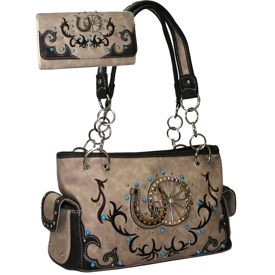 Western Rhinestone Cross Accent Bling Handbag Purse Wallet Set | eBay