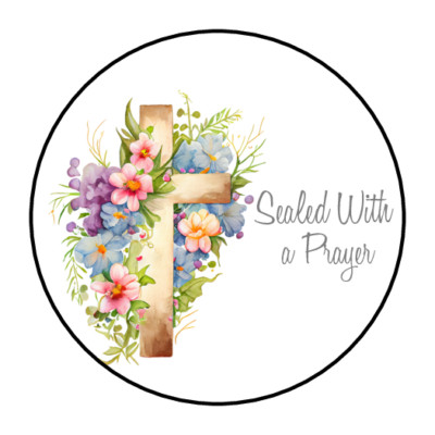 30 SEALED WITH A PRAYER STICKERS ENVELOPE SEALS LABELS 1.5" ROUND ...