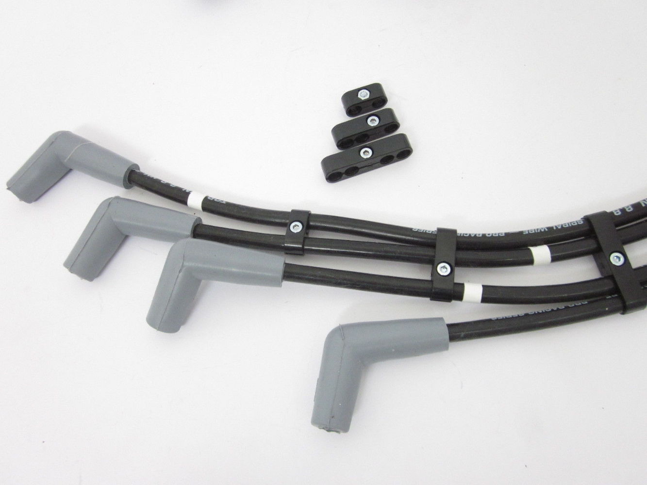 New Black Ignition Lead Spark Plug Lead Wire Loom Separators Mounts set ...