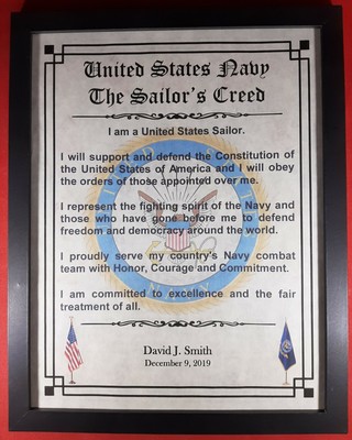 MC-NICE: NAVY Sailor's Creed Framed PERSONALIZED | eBay