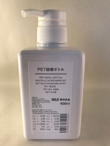 400ml White Japanese Refill Bottle by Muji Japan - Shampoo Soap ...