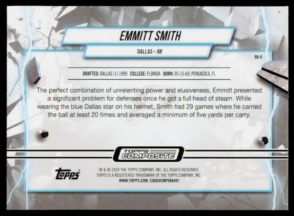 2023 Topps Composite Emmitt Smith RG-5 Resurgence Grounded Dallas ...