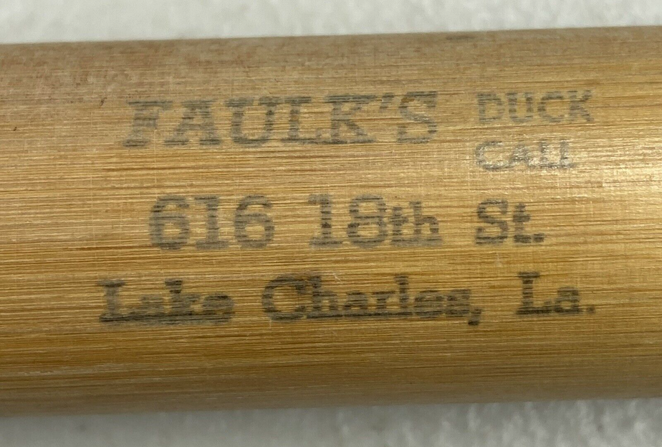 Vintage Faulk's Stamped Label Cane Wooden Duck Call Lake Charles LA ...