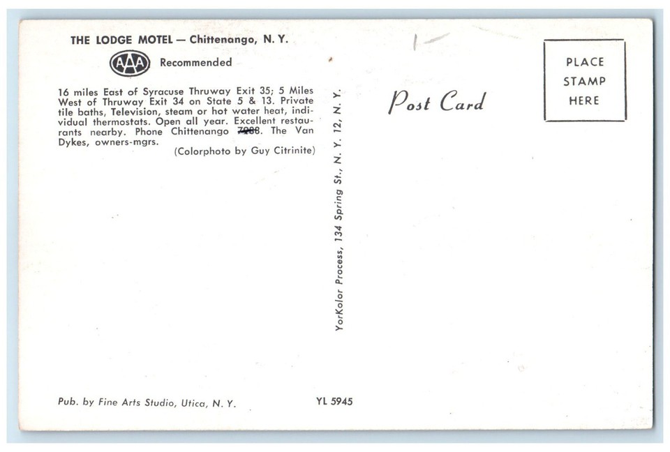 c1960 Lodge Motel Exterior View Building Chittenango New York Vintage ...