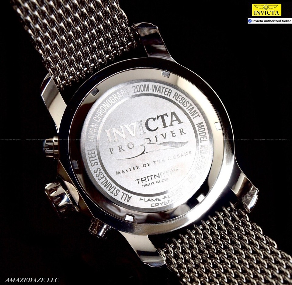 NEW Invicta Men's 48mm ProDiver Scuba Chrono Mesh Bracelet RED DIAL SS ...