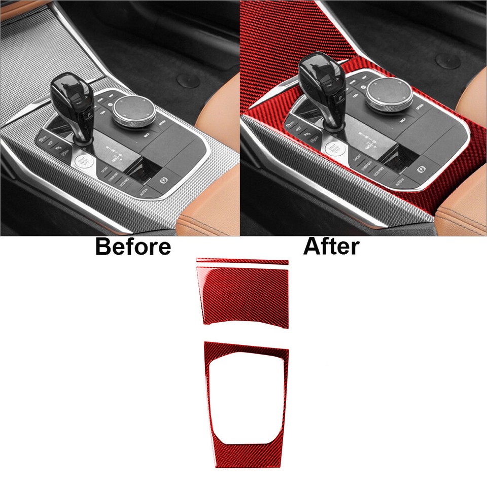 Red Carbon Fiber Interior Full Kit Cover Trim For BMW 3 Series G20 G28 ...