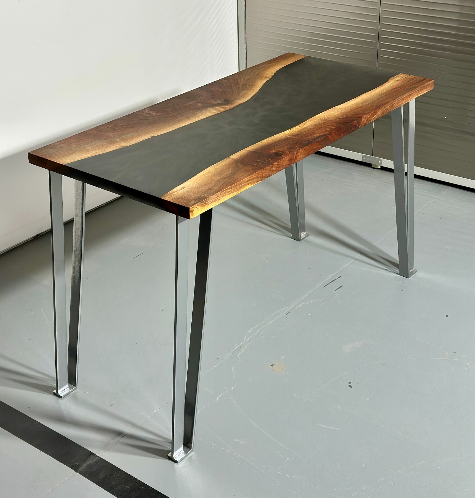 One of a kind sleek and stylish Black Walnut and Epoxy Resin computer ...