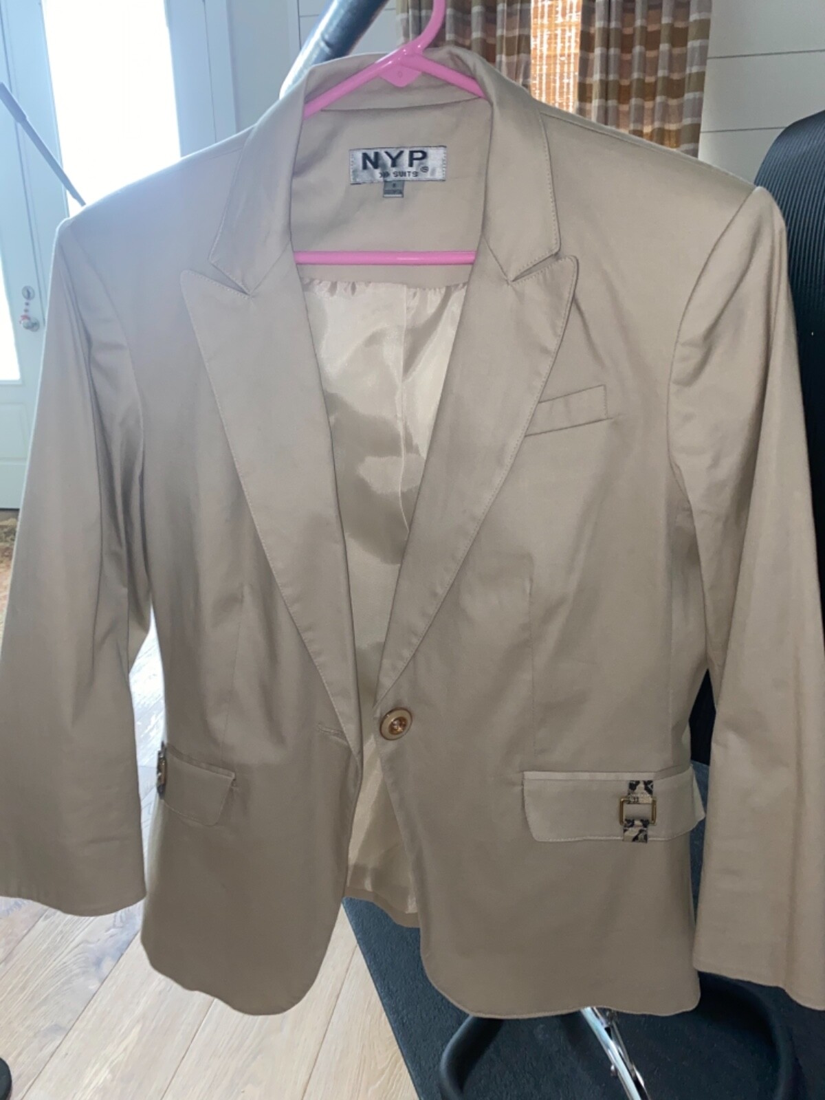 EUC tan color NYP suits size 8 suit top / blazer / jacket only (no bottom) | eBay
