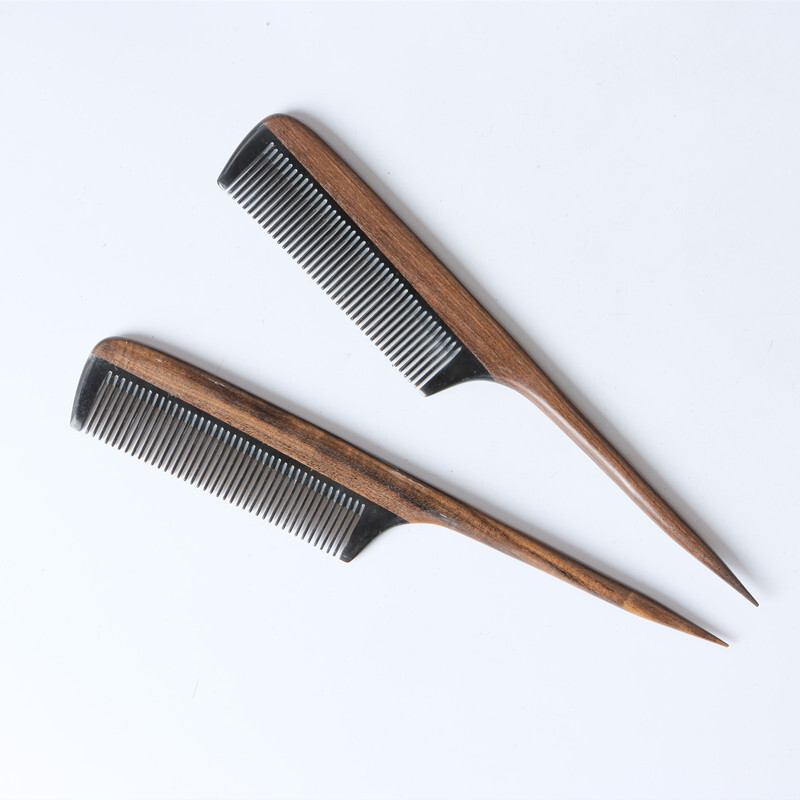 Natural Black Buffalo Horn Tail Comb Wooden Comb Tail Hair Comb ...