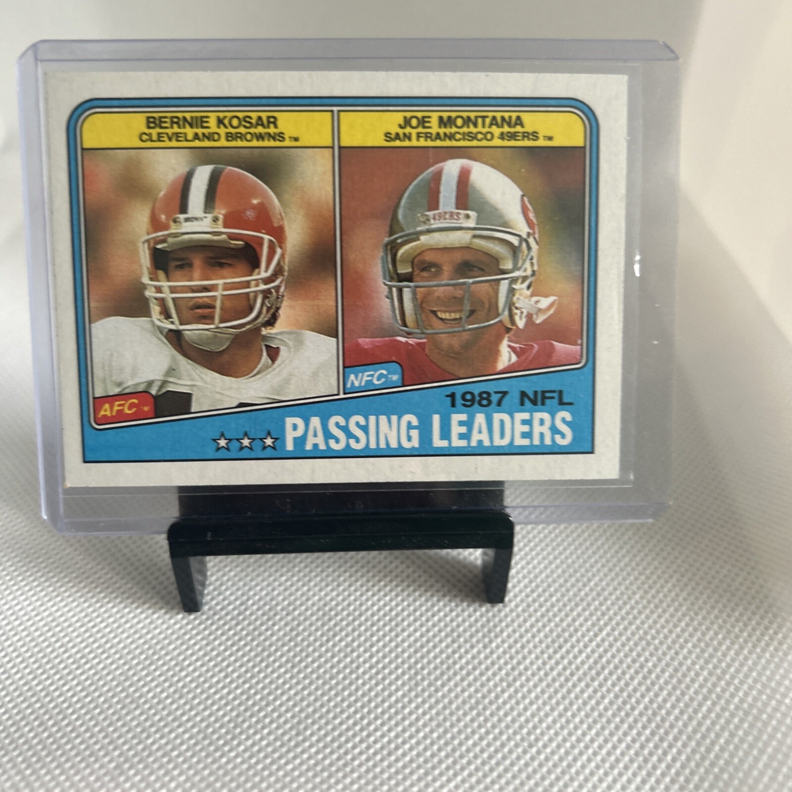 1987 Topps NFL Passing Leaders Joe Montana and Bernie Kosar #215 | eBay