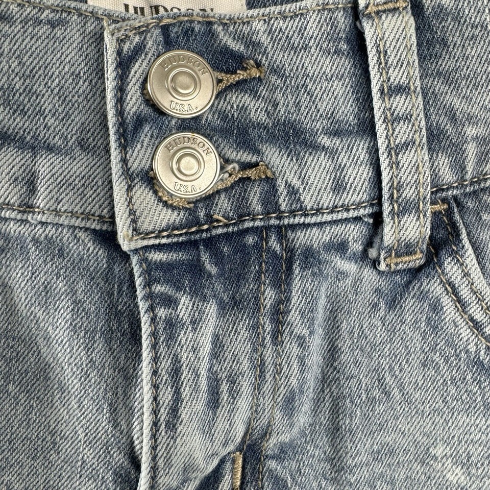 NWT Hudson Womens RUBY Mid Thigh Rolled Shorts Light Blue Denim Size 26 ...