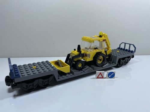 LEGO Flatbed Train Carriage & incomplete set 6662 Backhoe 9V Town City ...