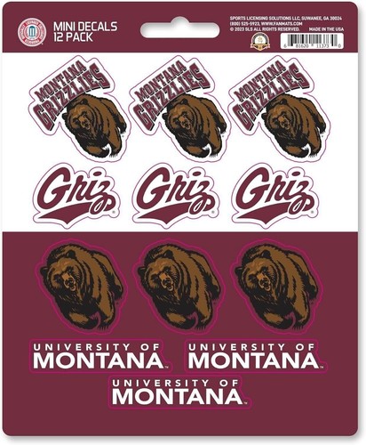 University of Montana Grizzlies 12-Piece Mini Decal Sticker Set, 5x6 ...