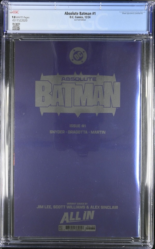 Absolute Batman #1 CGC 9.8 Jim Lee Foil Variant DC 2024 In Stock | eBay