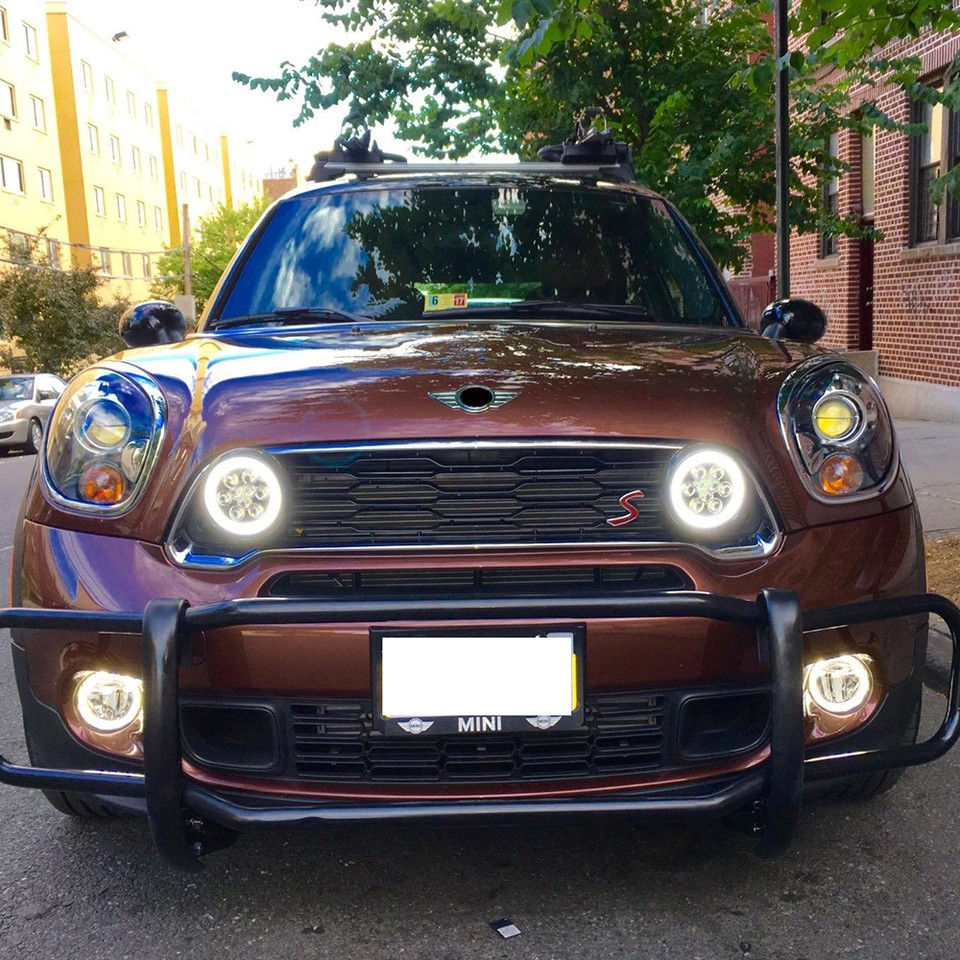 Chrome LED Rally Driving Daytime Running Lights W/ Halo Ring For Mini ...