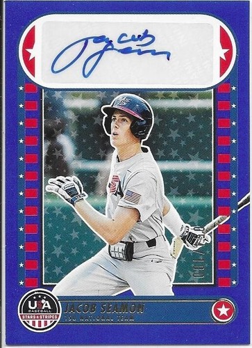 Panini 2025 Stars & Stripes JACOB SEAMON Blue Auto /100 - USA Baseball ...
