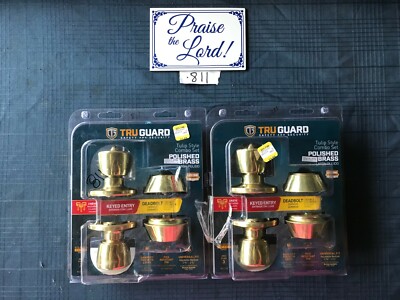 2 Truguard Brass Door knobs,Tulip2- ,Deadbolts, Entry Knobs #811 | eBay