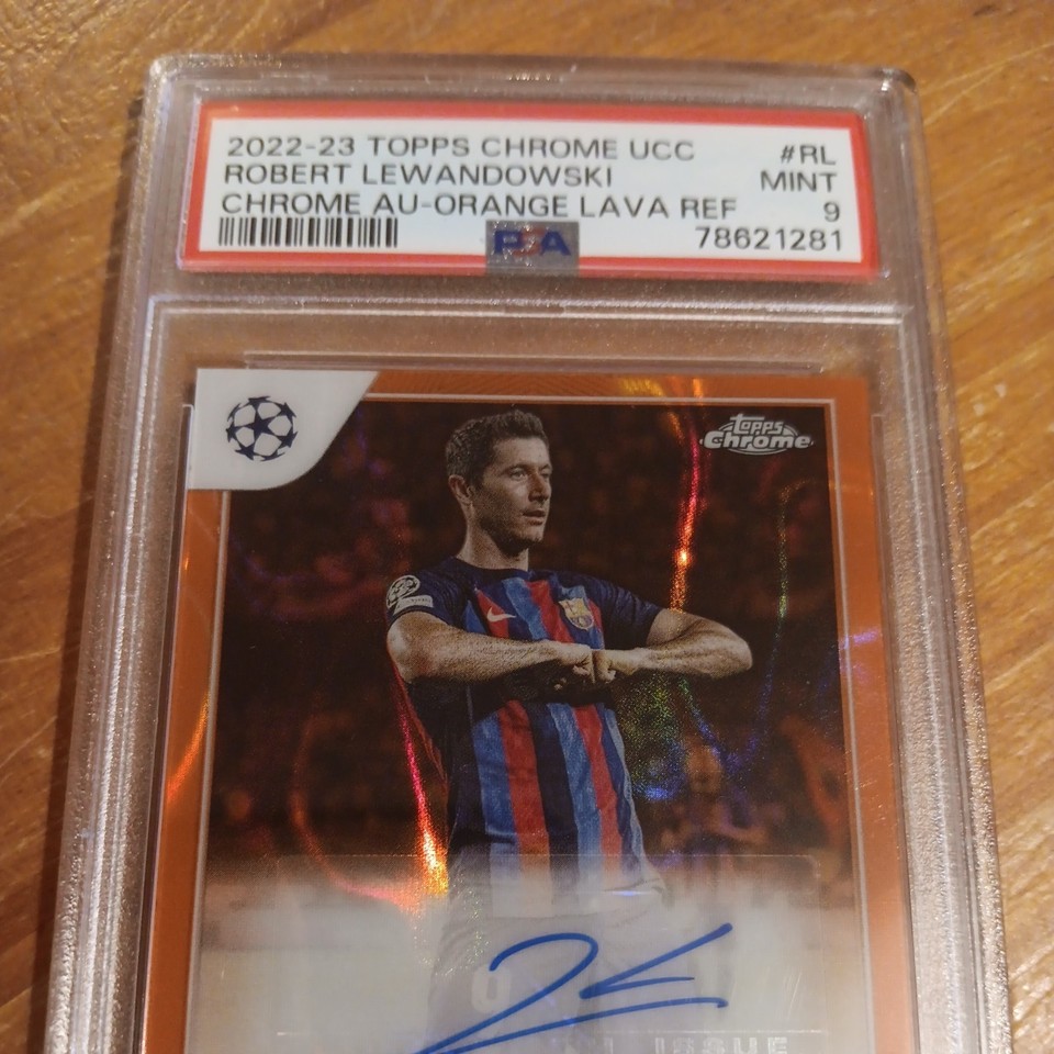 2022-23 Topps Chrome UCC Robert Lewandowski - Orange Lava Auto SSP PSA ...