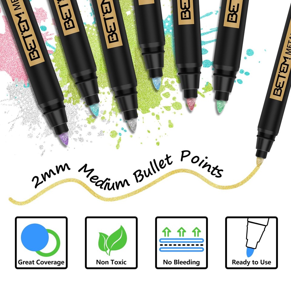 Metallic Paint Markers 18 Colors Acrylic Paint Markers for Black Paper ...