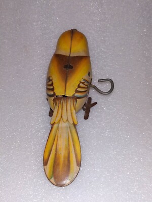 VINTAGE TINPLATE TOY BIRD SPARROW WINDING WORKING ORDER OLD CHINA 1970 ...