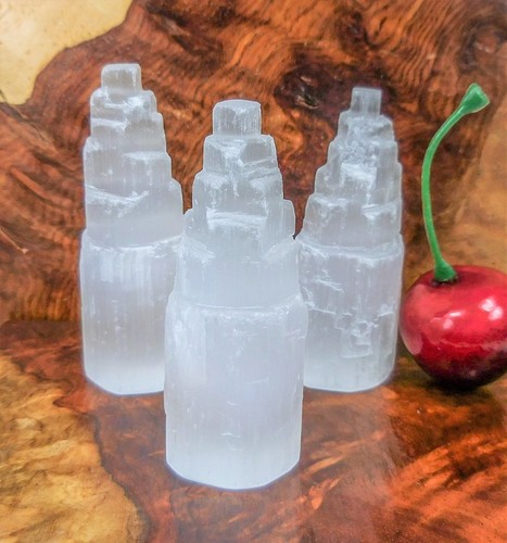 Petite Small Selenite Crystal Towers ( 3 Pcs ) Free Standing Point Raw ...