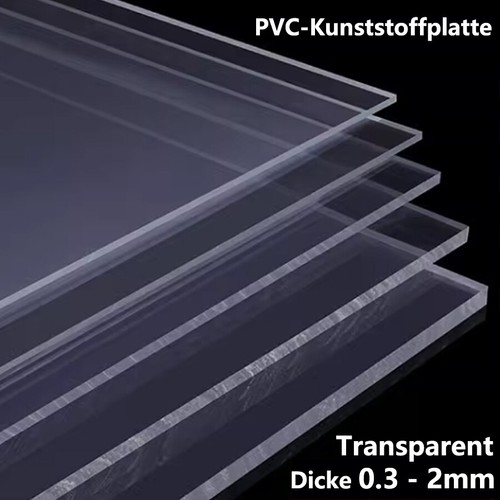 Hart PVC Platte Kunststoffplatte Blech Transparent 0.3/0.4/0.5/0.8/1 ...