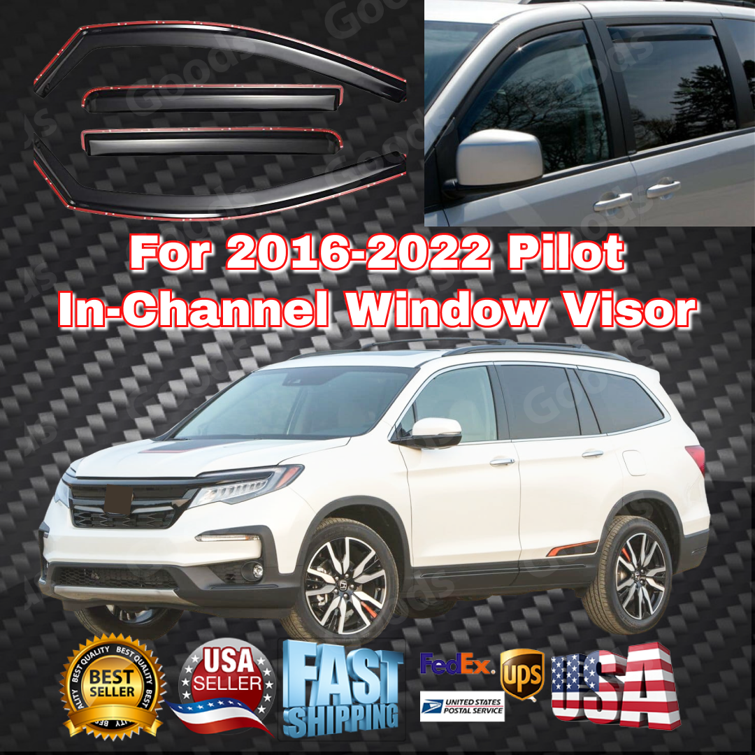 For Honda Pilot 2016-2022 In-Channel Vent Window Visors Sun Rain Guard ...