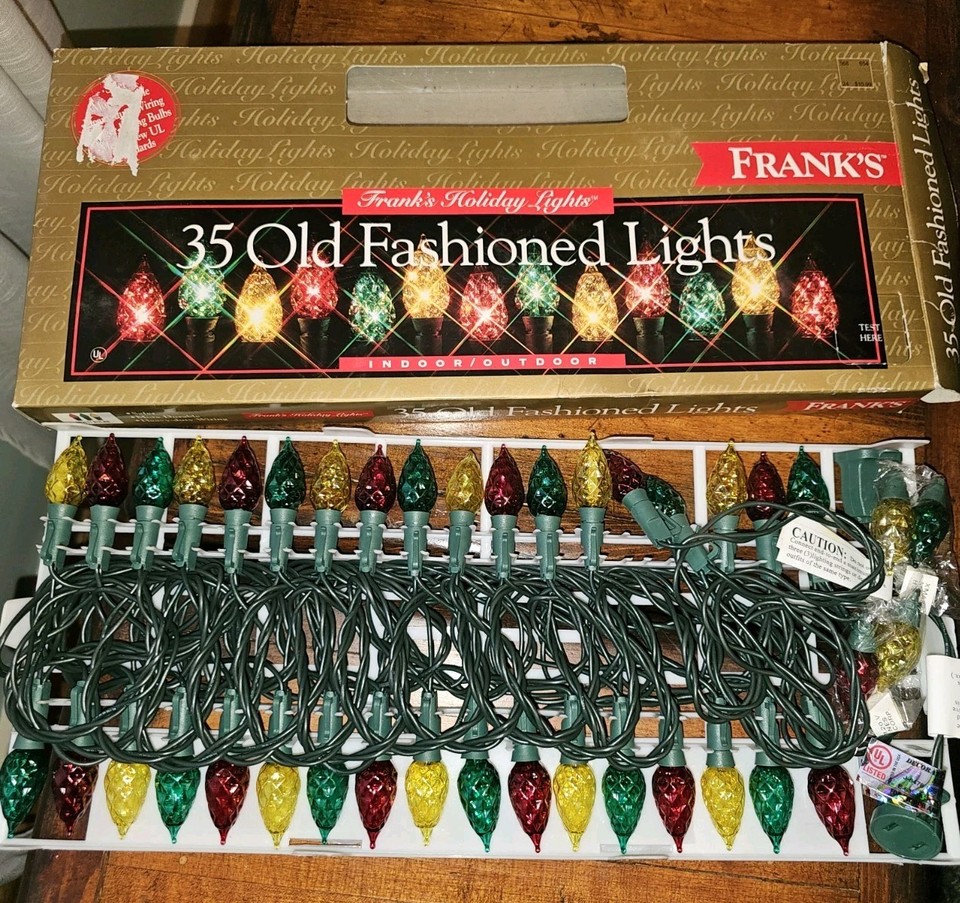 Vintage NOS 35 Old Fashioned Christmas Lights Frank’s Holiday Indoor ...
