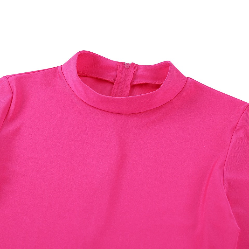 Women Turtle Neck Bodysuit Long Sleeve Leotard Plain Stretch Basic Top ...