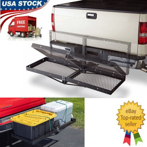 Folding Rack Cargo Basket Trailer Hitch Mount Luggage Carrier For Car ...