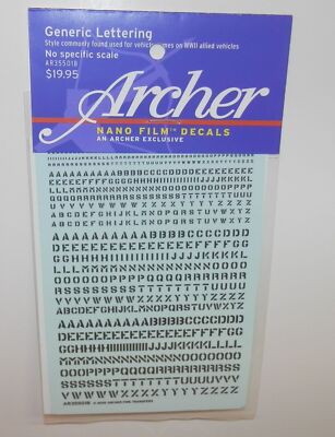 Archer Generic Lettering Waterslide Decals #AR35501B NIP | eBay