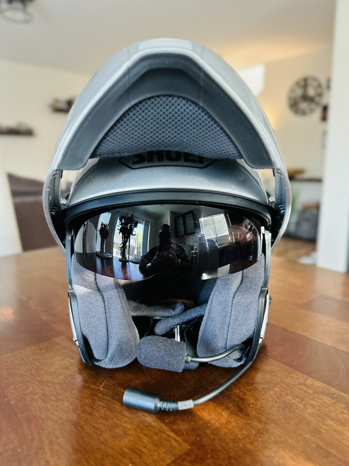 Shoei Neotec Silver Modular Motorcycle Helmet Size M w/J&M Speaker Set ...