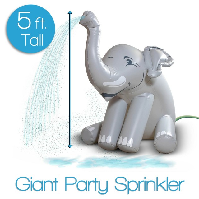 GoFloats Giant Inflatable Elephant Party Sprinkler - 5 Feet Tall Yard ...