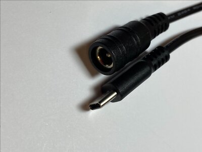 5.5mm x 2.1mm DC Socket Wire Lead to USBC USB-C Plug Connector ...