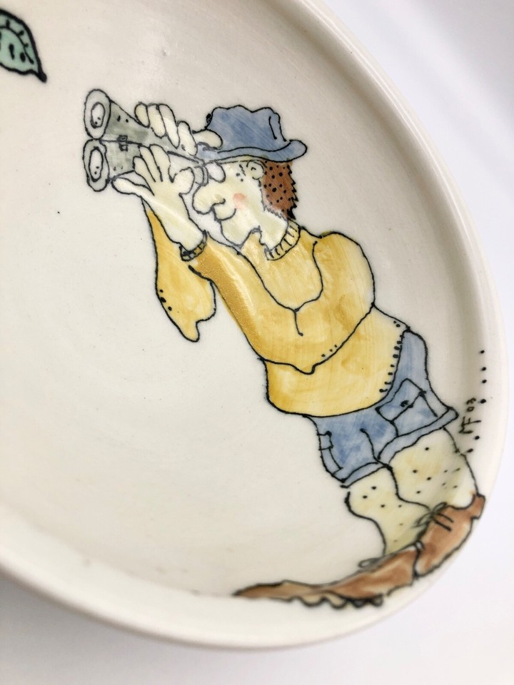 Danyel Dean Pottery Bowl Ceramic Signed Bird Watcher Vintage | eBay