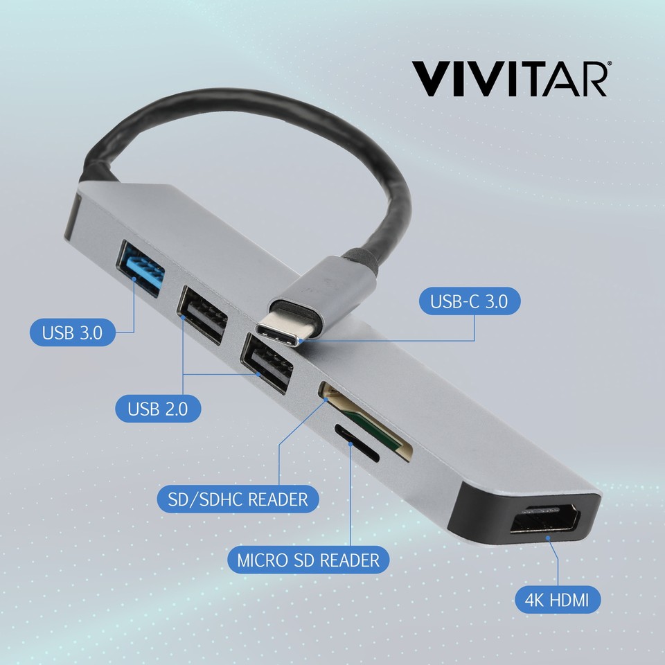 Vivitar Multi-Port USB Hub with SD, Micro SD and Compact Flash Card ...