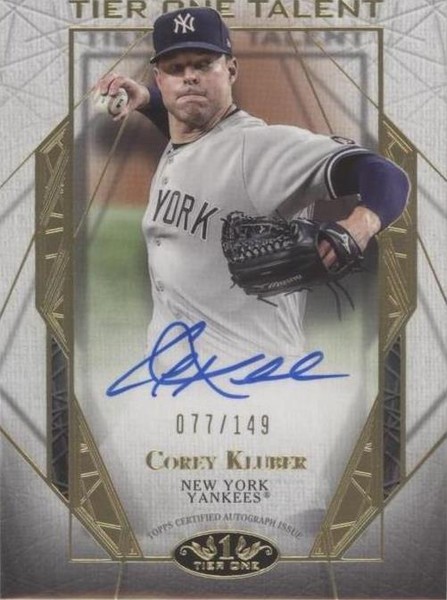 2022 Topps Tier One - Tier One Talent Autographs #T1TA-CK Corey Kluber ...