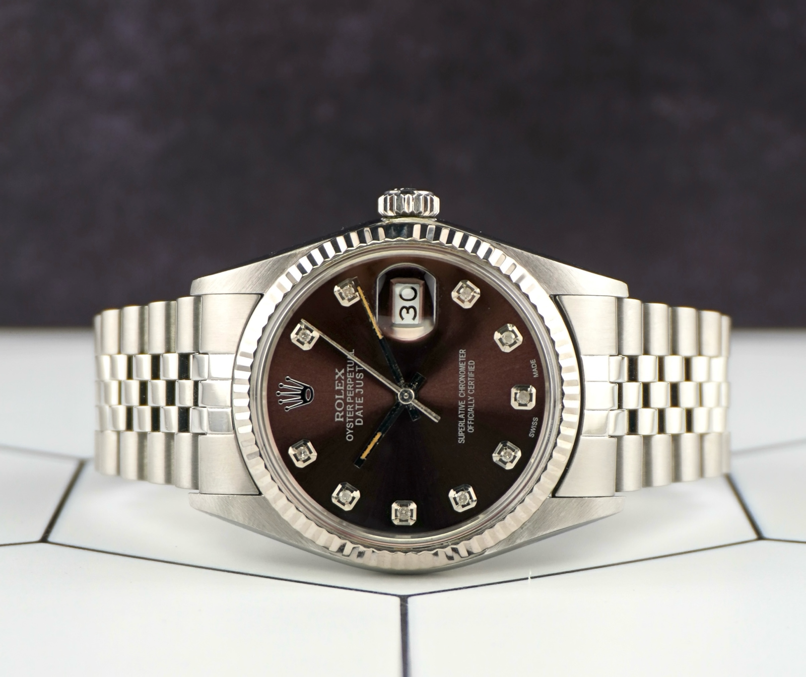Rolex 36mm Datejust Steel Fluted Chocolate Brown Dial Watch 16014 | eBay