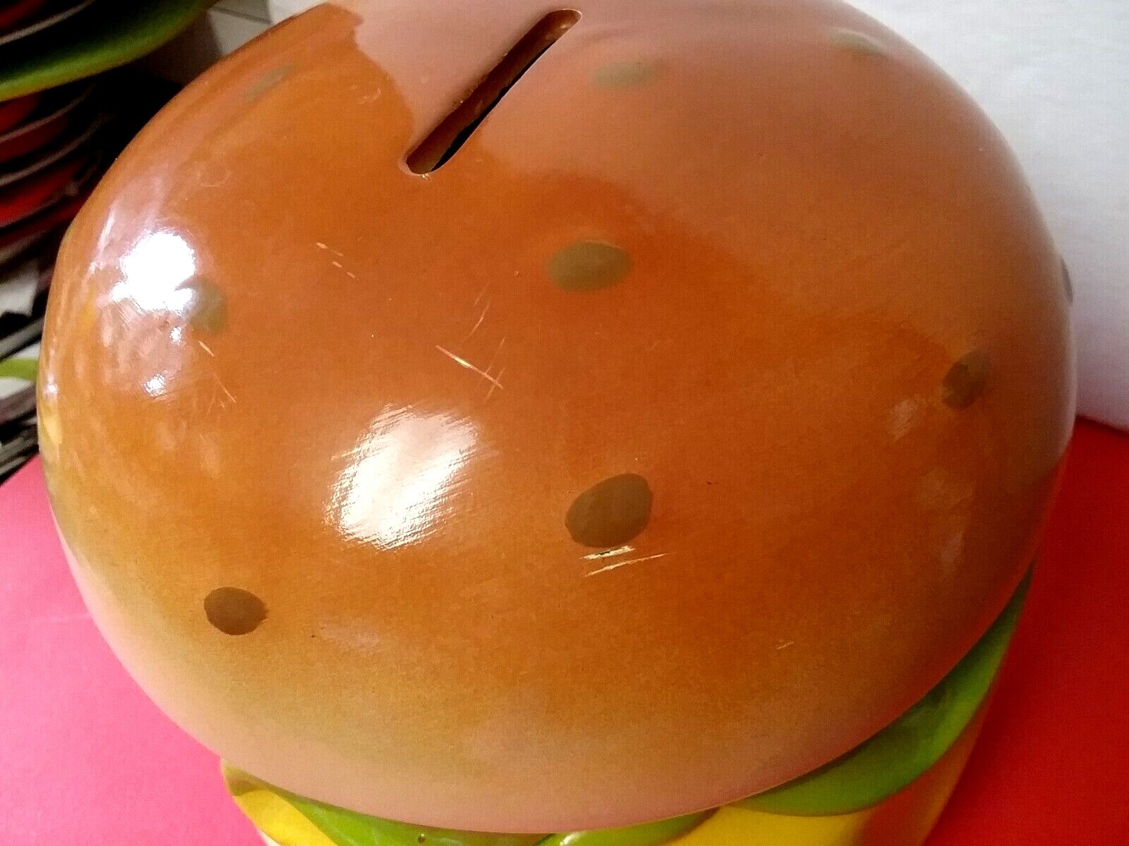 2012 Target BRAND Cheeseburger Hamburger Ceramic Piggy Bank for sale ...